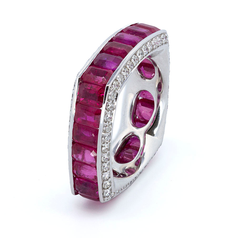 Squarish Channel Set Ruby Ring with Diamonds – Danny Eliav Jewelry